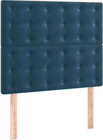 Box spring postel s matrací a LED tmavě modrá 90x200 cm samet 3136345