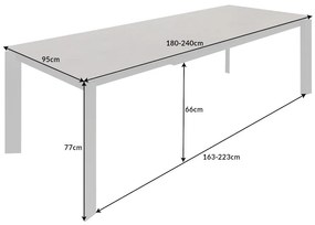 Roztahovací jídelní stůl Narissara 180-240 cm antracit