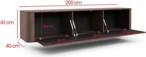 Závěsný TV stolek Trenza 200 cm ořech lincoln