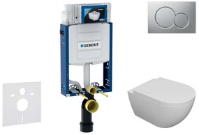 Geberit Kombifix - Set předstěnové instalace, klozetu Oudee a sedátka softclose, tlačítko Sigma01, lakovaný matný chrom SANI15CA1103