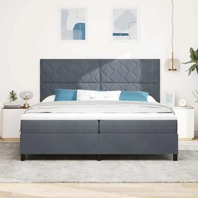 Postel s boxspringem s čelo Tmavě šedá 200 x 200 cm samet 3339921