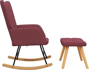 Houpací křeslo se stoličkou vínové textil 328026