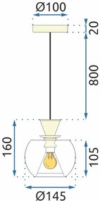 Toolight - Stropní lampa závěsná skleněná koule zlatá APP902-1CP, OSW-06676