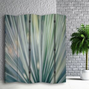 Ozdobný paraván, Rostlina s ostrými listy - 180x170 cm, pětidílný, obustranný paraván 360°