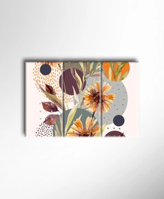 Malvis ® Obraz Akvarelové květiny a tvary ROZMĚR (šířka x výška): třídílný obdélník 120x80 cm