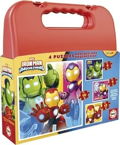 EDUCA Puzzle v kufříku Iron Man 4v1 / (6  9  12  16 dílků) / od 3 let