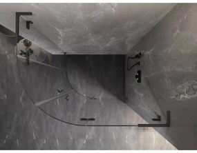Mexen Lunar, L pravý půlkruhový sprchový kout 100 x 70 cm, 8mm čiré sklo, grafitový profil, 833L-100P-070L-95-00