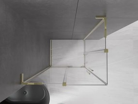 Mexen Velar L Duo, sprchový kout s posuvnými dveřmi 90 x 80 cm, 8mm čiré sklo, zlatá lesklá, 871-090-080-02-03-50
