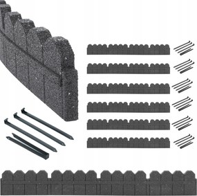 Trávníkový Lem 7,2 m Palisáda Plot Border Kotvy vysoké 15 cm