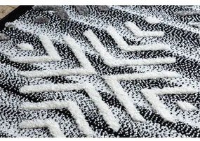 koberec MAROC P658 Sněhové vločky, střapce, černý, Berber, Maroko, Sh velikost 160x220 cm | krásné koberce cz