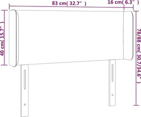 Čelo postele s LED tmavě hnědé 83 x 16 x 78/88 cm textil 3122933