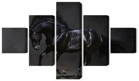 Vícedílný obraz Černý Kůň Ve Cvalu Nedostatek Nedostatek Plátno Canvas 200x120
