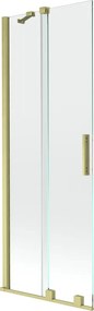 Mexen Velar, 2-křídlová posuvná vanová zástěna 75 x 150 cm, 8mm čiré sklo, zlatý matný profil, 896-075-000-01-55