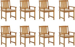 vidaXL Zahradní židle s poduškami 8 ks masivní akáciové dřevo [3078172] Barva: Béžová