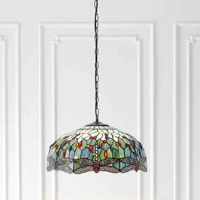 Endon 66148 - Lustr na řetězu Tiffany DRAGONFLY 3xE27/60W/230V pr. 50 cm