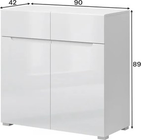 Komoda 2d2s bílý lesk Yolk