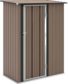 Zahradní domek Outsunny 1,07 m² 142x84x189 cm kovový exteriérový domek se zámkem a odvodňovacími otvory pro ukládání nářadí hnědý | Aosom