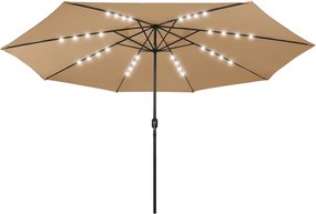 Zahradní slunečník s LED osvětlením 400 cm taupe 312533