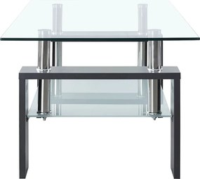 Konferenční stolek šedý a průhledný 95x55x40 cm tvrzené sklo 330305