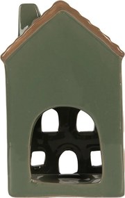 Zelený keramický domek na čajovou svíčku Lamont - 9*8*15 cm