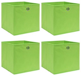 Úložné boxy 4 ks zelené 32 x 32 x 32 cm textil 288369