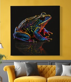 Obraz na plátně - barevná žába FeelHappy.cz Velikost obrazu: 140 x 140 cm