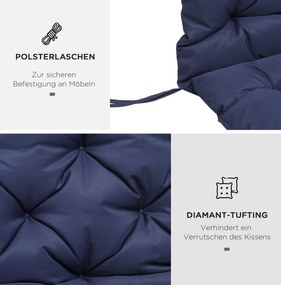 Outsunny polštář na 3místnou lavici 150x98x8 cm, polštář na lavici s popruhy, polštář na sedák, polštář na venkovní/venkovní židle, polštář na sedák,…