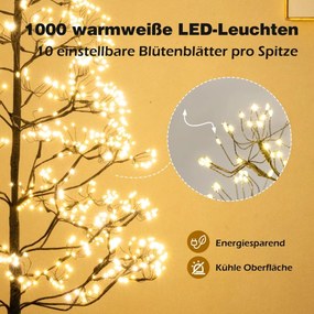 Costway LED světelný strom 150 cm světelný strom s 1000 teplými bílými světly