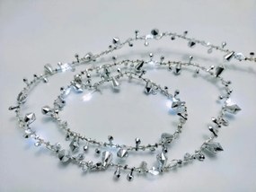 Vánoční mikro řetěz s perličkami, studená bílá, 4m, 40 LED, na baterie