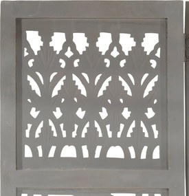 Ručně vyřezávaný 3dílný paraván šedý 120 x 165 cm mangovník 285332
