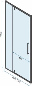 Rea Rapid Swing, rohový sprchový kout 90 (dveře) x 100 (stěna) x 195 cm, 6mm čiré sklo, černý profil, KPL-009927