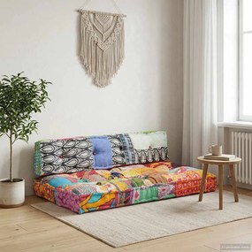 Poduška na pohovku z palet vícebarevná textil patchwork 287717