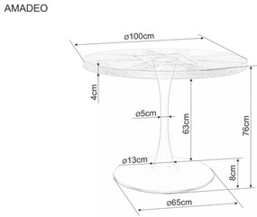 Kulatý jídelní stůl Amadeo 100 cm ořech/černý