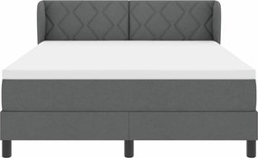 Postel s boxspringem s čelo Tmavě šedá 160 x 200 cm textil 3340095