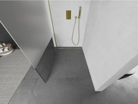 Mexen Kioto L, sprchová zástěna Walk-In 100 x 200 cm, 8mm čiré sklo-námraza, zlatý lesklý profil, 800-100-103-50-35