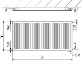 Mexen Hygiene CVH10, panelový radiátor 600 x 800 mm, spodní připojení, 500 W, černá, W610H-060-080-70