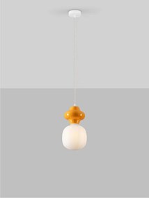 Bílé/oranžové keramické závěsné svítidlo se skleněným stínidlem ø 18 cm Clio – Nova Luce