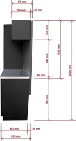 AKČNÍ SET Sestava 5 ks dílenského nábytku SET-CA01024 s nerezovou pracovní deskou MB-TGW53S