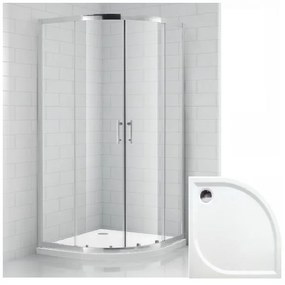 ROSS - Čtvrtkruhový sprchový kout 80x80 cm s protiskluzovou vaničkou z litého mramoru čiré bezpečnostní sklo 6 mm úpravou proti vodnímu kameni KR80X80
