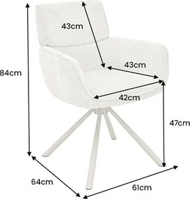Designová otočná židle Parthenia šampaňská béžová