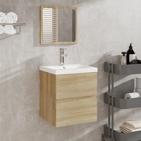 Koupelnová skříňka s umyvadlem a zrcadlem dub sonoma 3114173