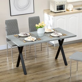 Jídelní stůl HOMCOM pro 6 osob ve vzhledu kamene s ocelovými nohami, šedý 140x80x76cm, moderní a stabilní pro jídelní kout | Aosom.de