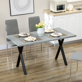 Jídelní stůl HOMCOM pro 6 osob ve vzhledu kamene s ocelovými nohami, šedý 140x80x76cm, moderní a stabilní pro jídelní kout | Aosom.de