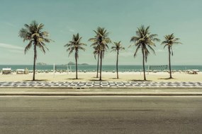 Vícedílný obraz Palmy Na Pláži Ipanema V Rio De Janeiru Nedostatek Nedostatek Plátno Canvas 180x120