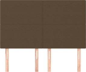 Čelo postele tmavě hnědé 144x5x118/128 cm látkové 3116053