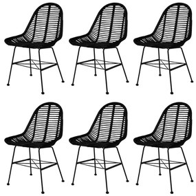 Jídelní židle 6 ks černé přírodní ratan - Default Title