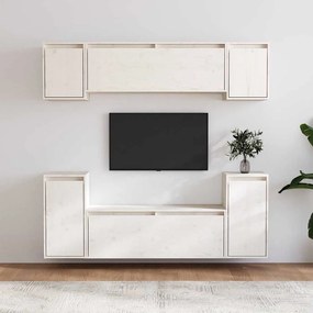 TV skříňky 6 ks bílé masivní borové dřevo 3100190