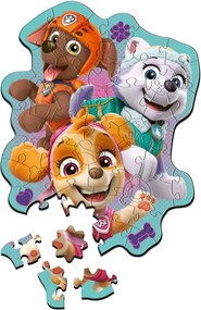 _Ostatní 1_ TREFL DŘEVO Puzzle obrysové Tlapková Patrola Veselá štěňata 20x26cm 50 dílků tr20258