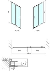 Polysan Easy Line Sprchové dveře posuvné 130cm, čiré sklo, EL1315