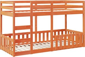 Patrová postel voskově hnědá 90x200 cm masivní borové dřevo 3308591